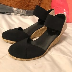 Chaps Shoes | Navy Blue Thong Wedge Sandals | Poshmark